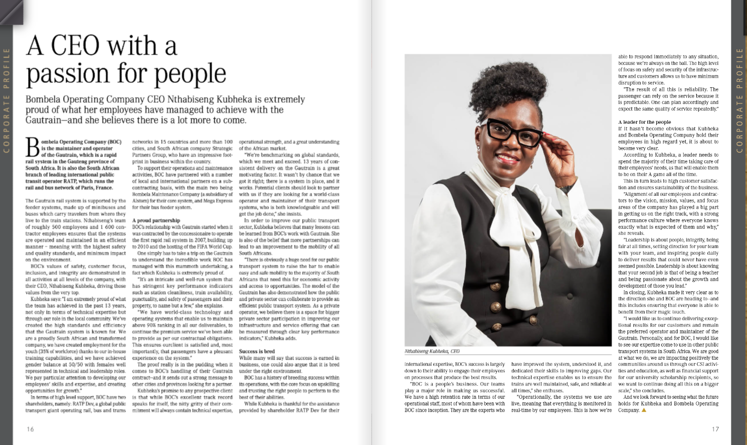 Bombela Operating Company | "A CEO with a passion for people" | FRENCH ...